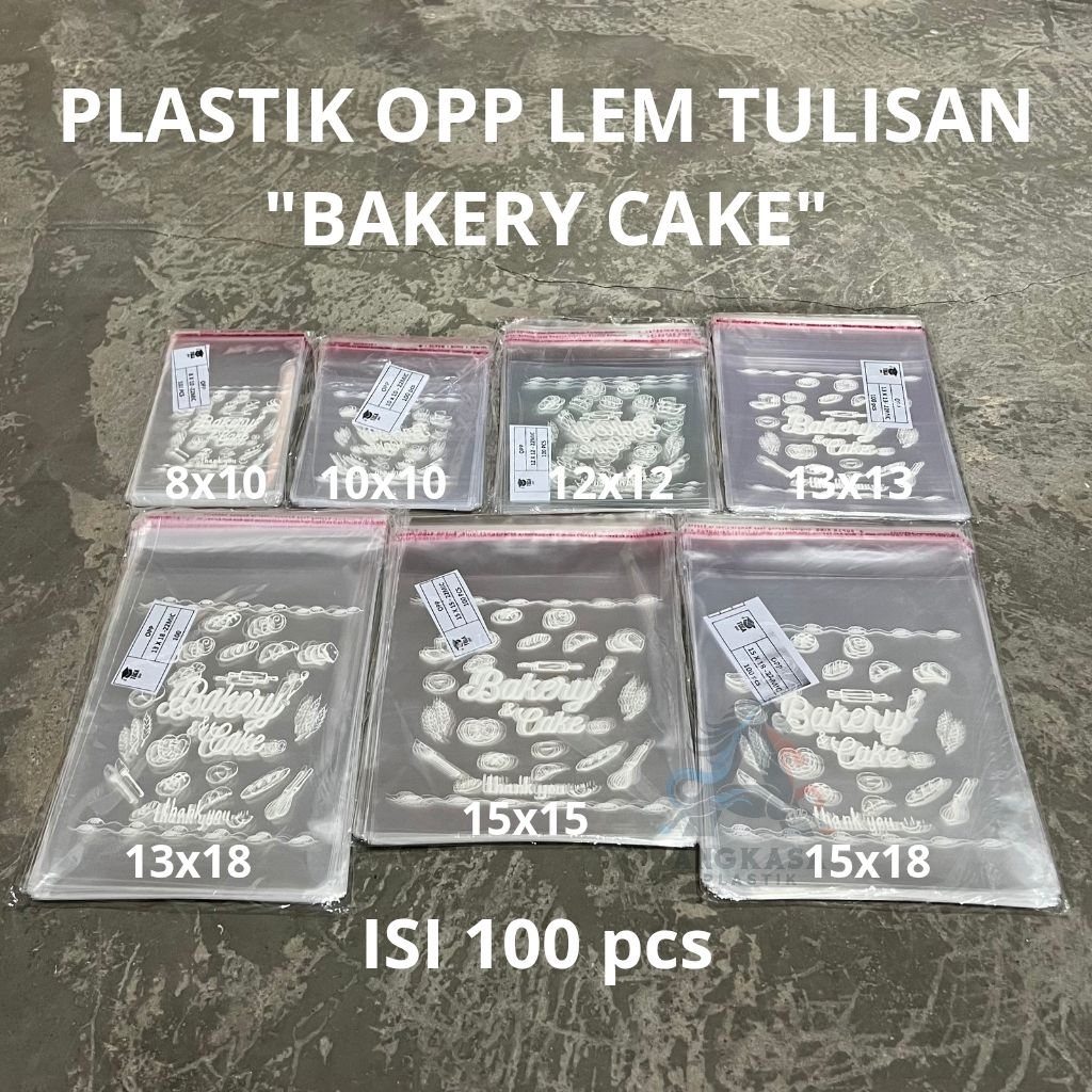 Jual (isi 100 pcs) plastik OPP lem tulisan BAKERY CAKE / plastik OPP ...