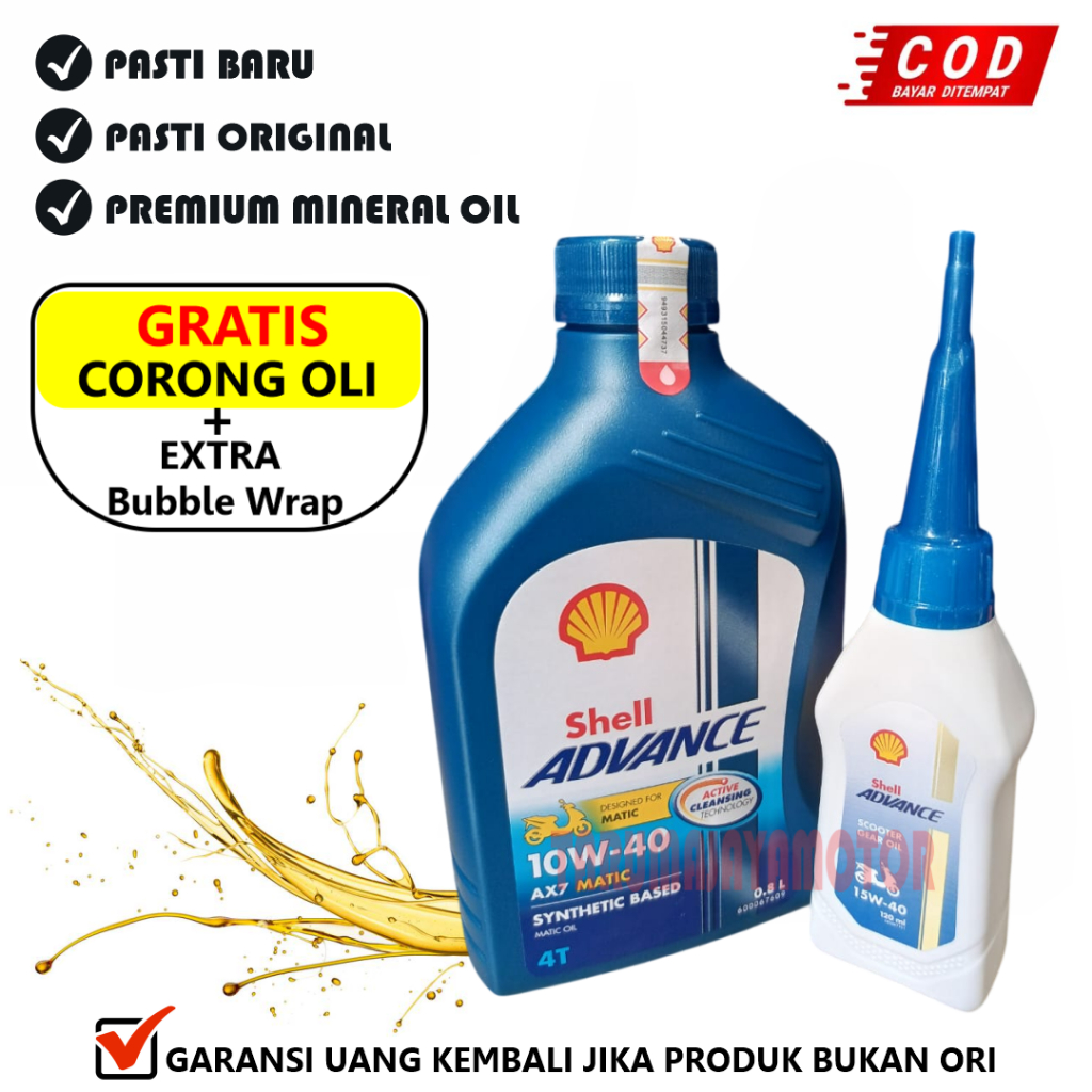 Jual Paket Oli Shell Advance AX7 Matic 10W40 800ml + Oil Gear Motor ...