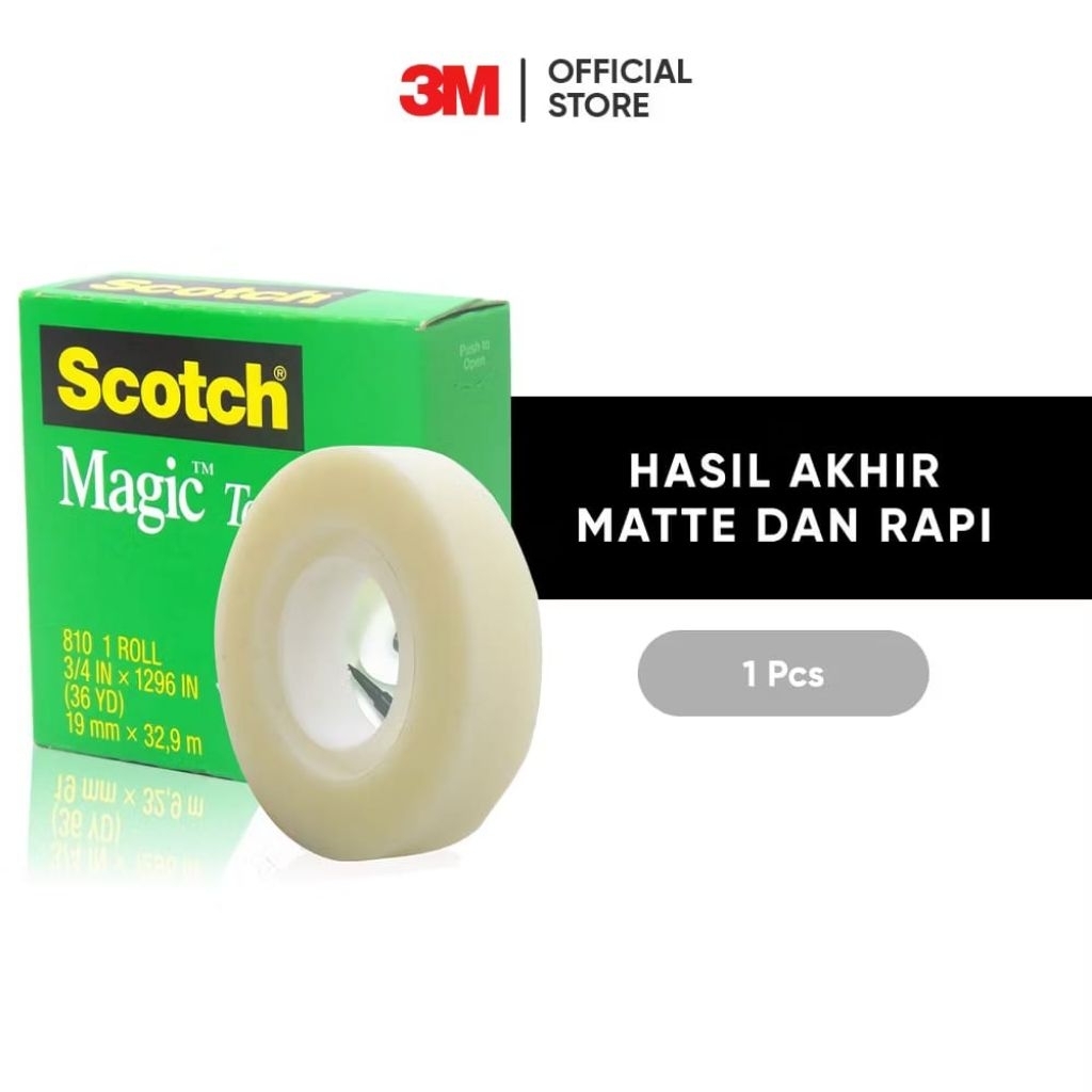 Jual 3M Scotch Magic Tape Isolasi Transparan Cat.810 M36 (3/4 Inch × 36 ...