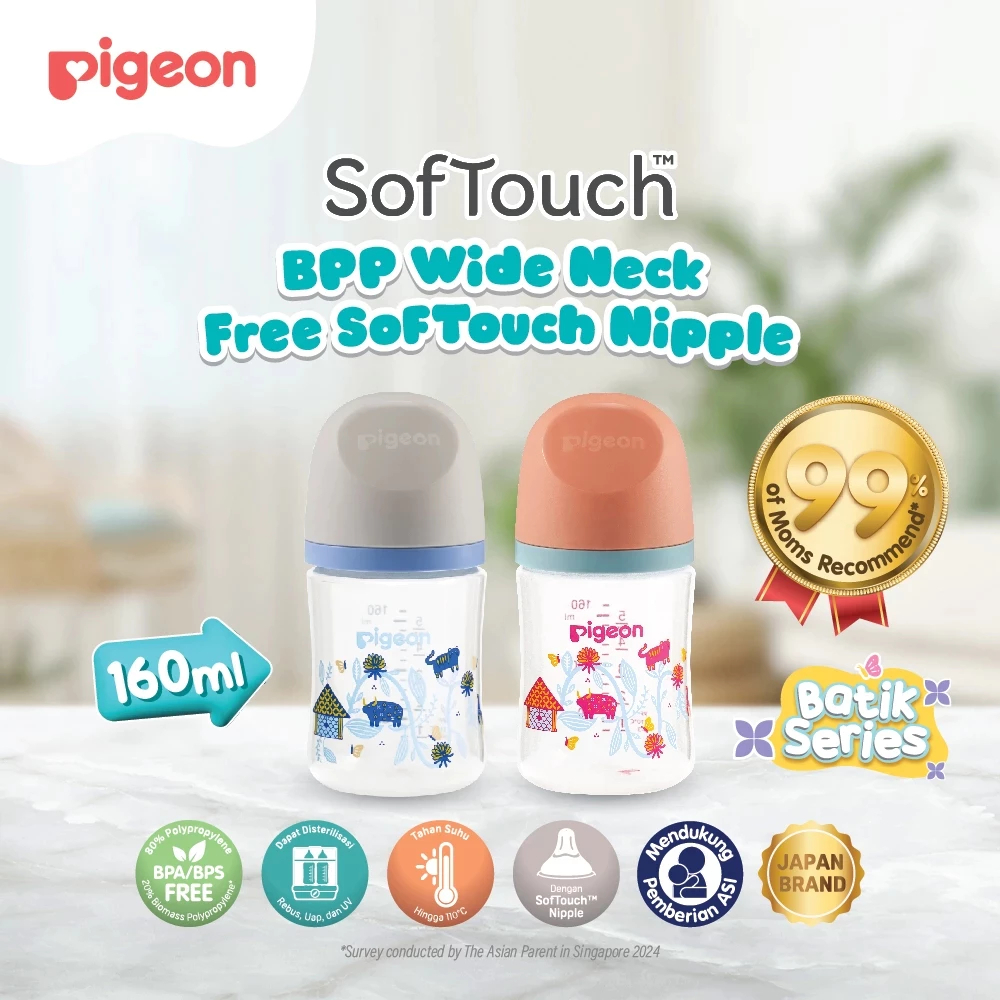 Jual ARJUNA Pigeon Botol BPP Wide Neck Batik Gunungan SofTouch Nipple 160ml 240ml KT3 | Shopee ...