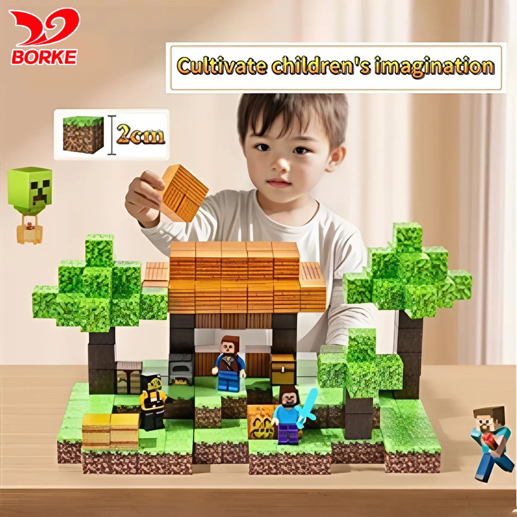Jual BORKE Mainan Anak Rakitan Magnet – Blok Tempel 3D Seru & Kreatif ...