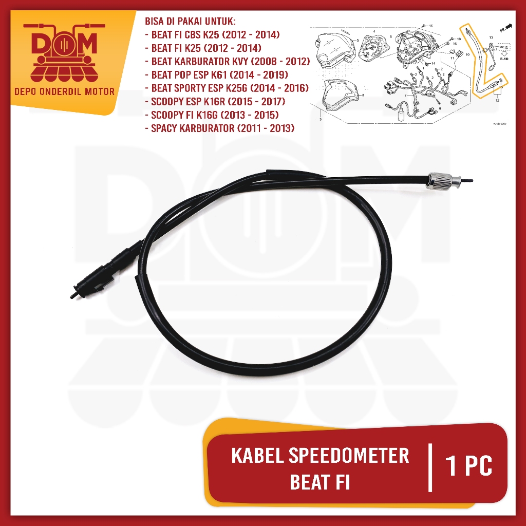 Jual Kabel Speedometer Beat Fi (TOKAIDO) Cabel Cable Comp Seling Iner ...