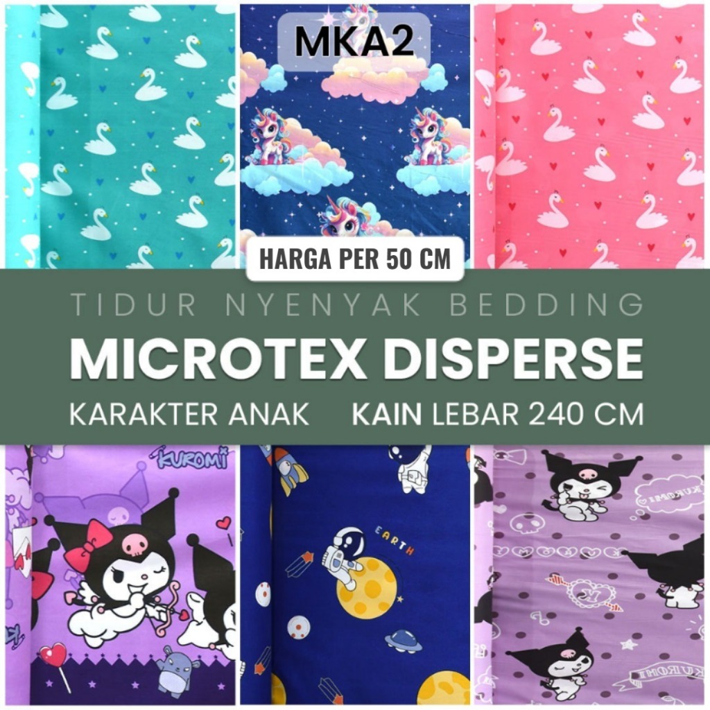 Jual KAIN KATUN MICROTEX DISPERSE PER 50 CM TABUR DINO SWAN KUROMI DORA ...