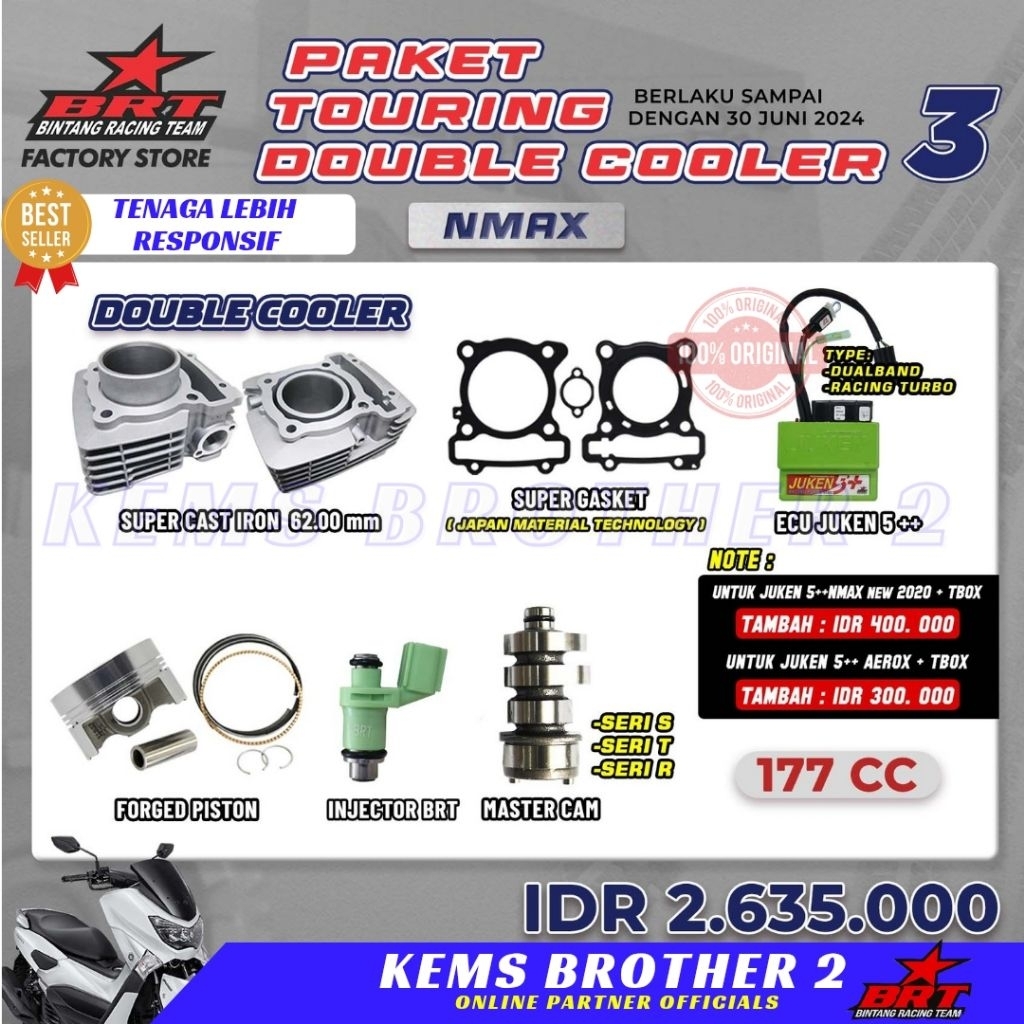 Jual PAKET BORE UP BRT NMAX AEROX DOUBLE COOLER ORIGINAL BRT ( BLOK DC NOKEN AS INJEKTOR ECU ...