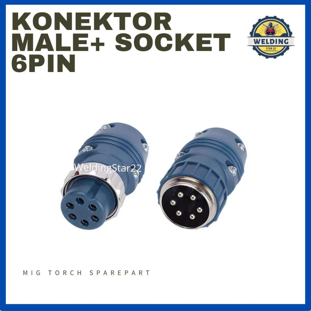 Jual Conector 6 Pin Male Konektor Kabel Connector 6pin Utk MIG Mesin ...