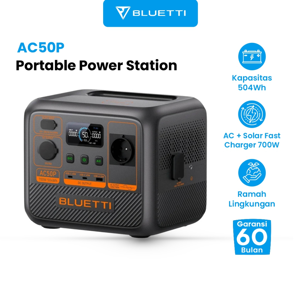 Jual Power Station 700W Bluetti AC50P 504Wh UPS Portable Genset Garansi ...