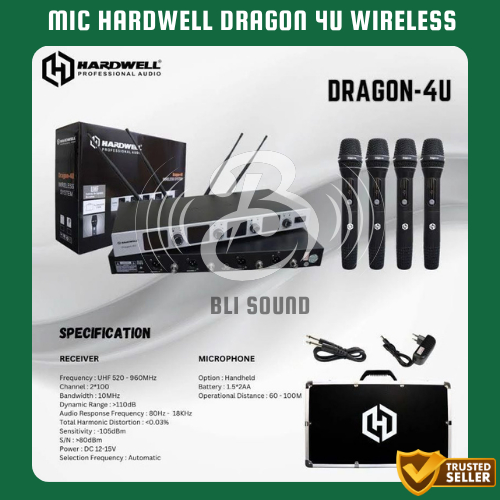 Jual MIC HARDWELL DRAGON 4U WIRELESS MICROPHONE HARDWELL 4 MIC GENGGAM ...