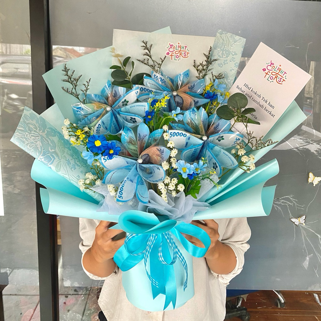 Jual Money Bouquet Buket Uang Model Kincir Pecahan 5 10 20 | Shopee ...