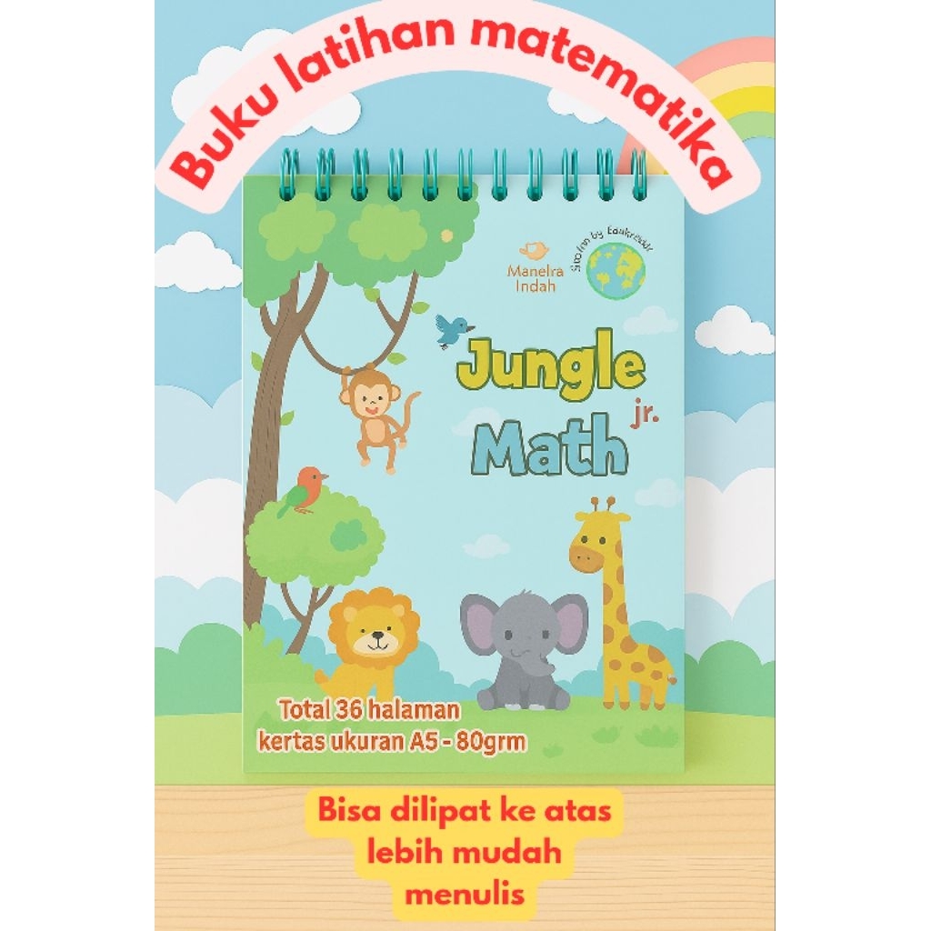 Jual Buku Jungle Math Worksheet Matematika Anak Usia Dini Pra TK 3 4 5 ...