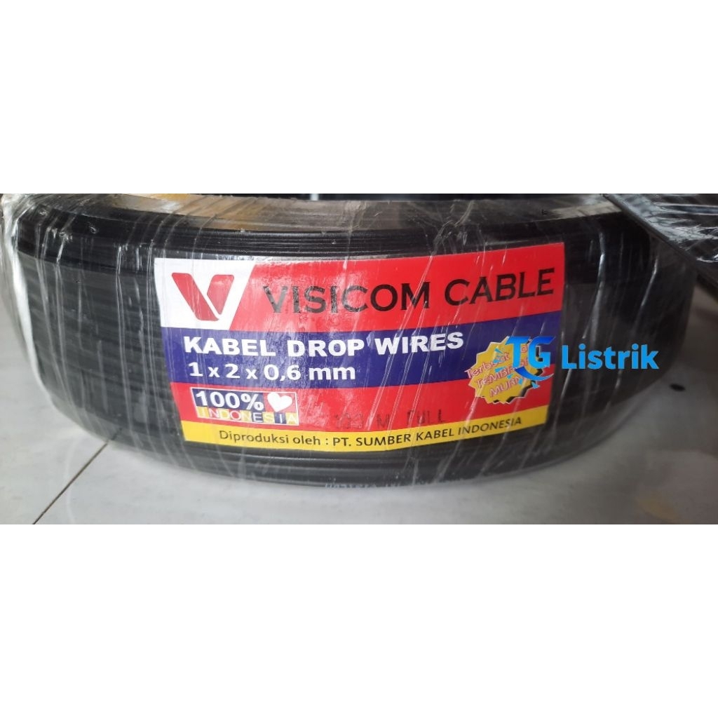 Jual VISICOM Drop Wires Kabel Telfon 1×2×0,6mm Kabel Telepon Telefon ...