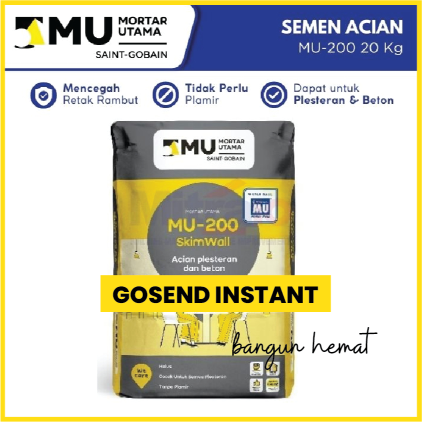 Jual Semen MU-200 Skim Coat Acian Plester & Beton 20Kg – Mortar Utama ...