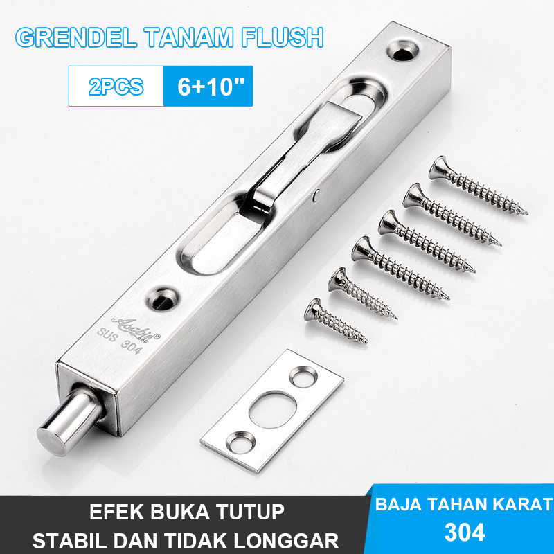 Jual Grendel Tanam Flush Bolt Set 6"+10" - Slot Pintu Minimalis, Kunci ...