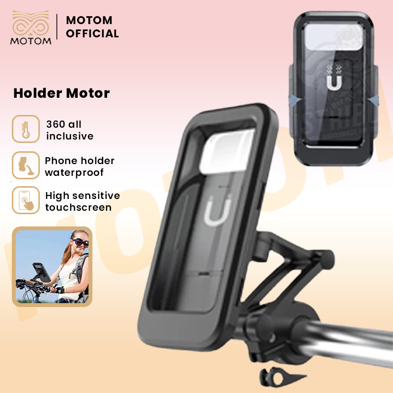 Jual MOTOM Phone Holder Motor Waterproof Tempat dudukan Hp di stang Sepeda Anti Air Stand ...