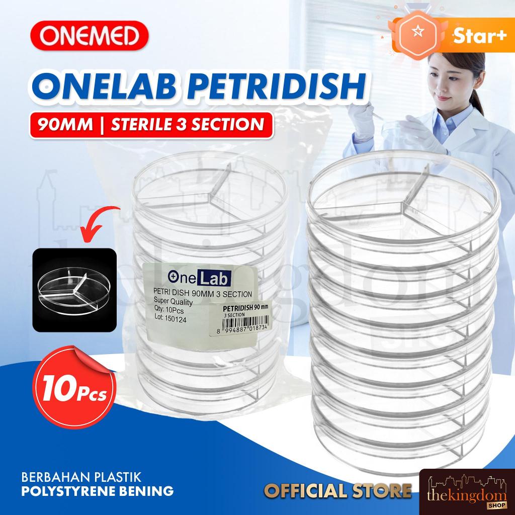 Jual Onemed Onelab Petridish PS 90mm Sterile 3 Section /10 Petri Dish ...