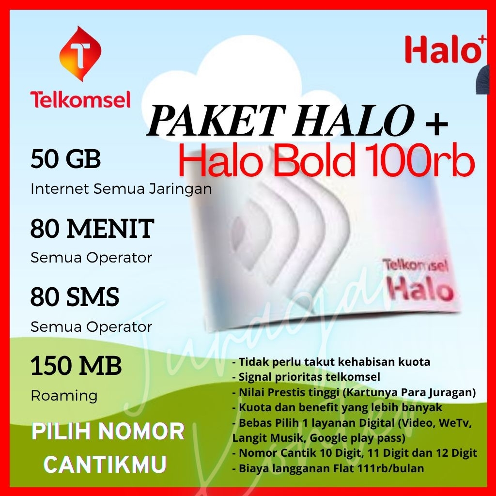 Jual Kartu Halo Telkomsel 10 Digit 11 Digit 12 Digit Nomor Cantik kuota 50 gb | Shopee Indonesia