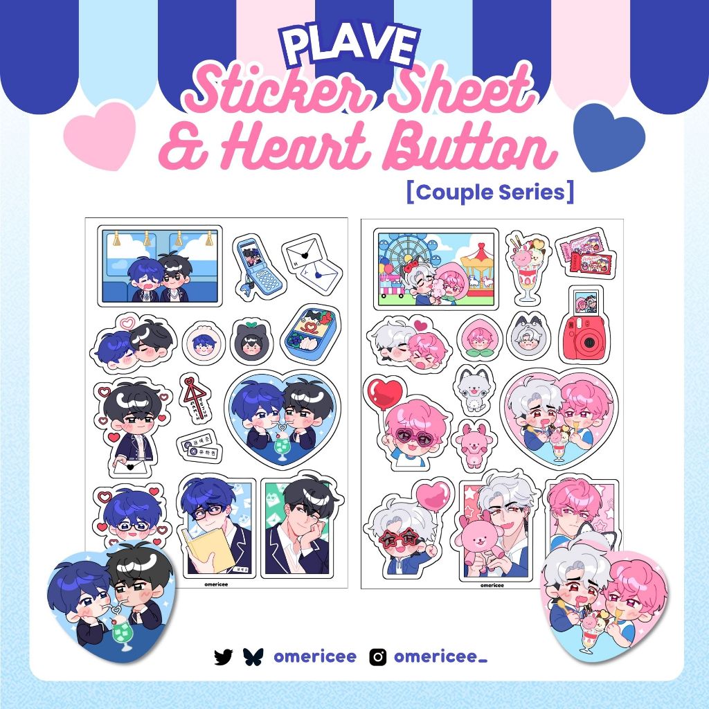 Jual PLAVE Sticker Sheet and Heart Button Couple Series | Shopee Indonesia