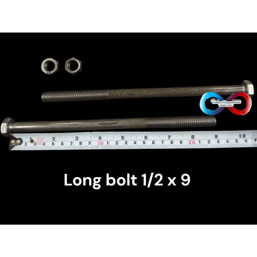 Jual Baut Long Bolt 1/2x9 Baut konsol Biasa + Mur Per 1 pcs | Shopee ...