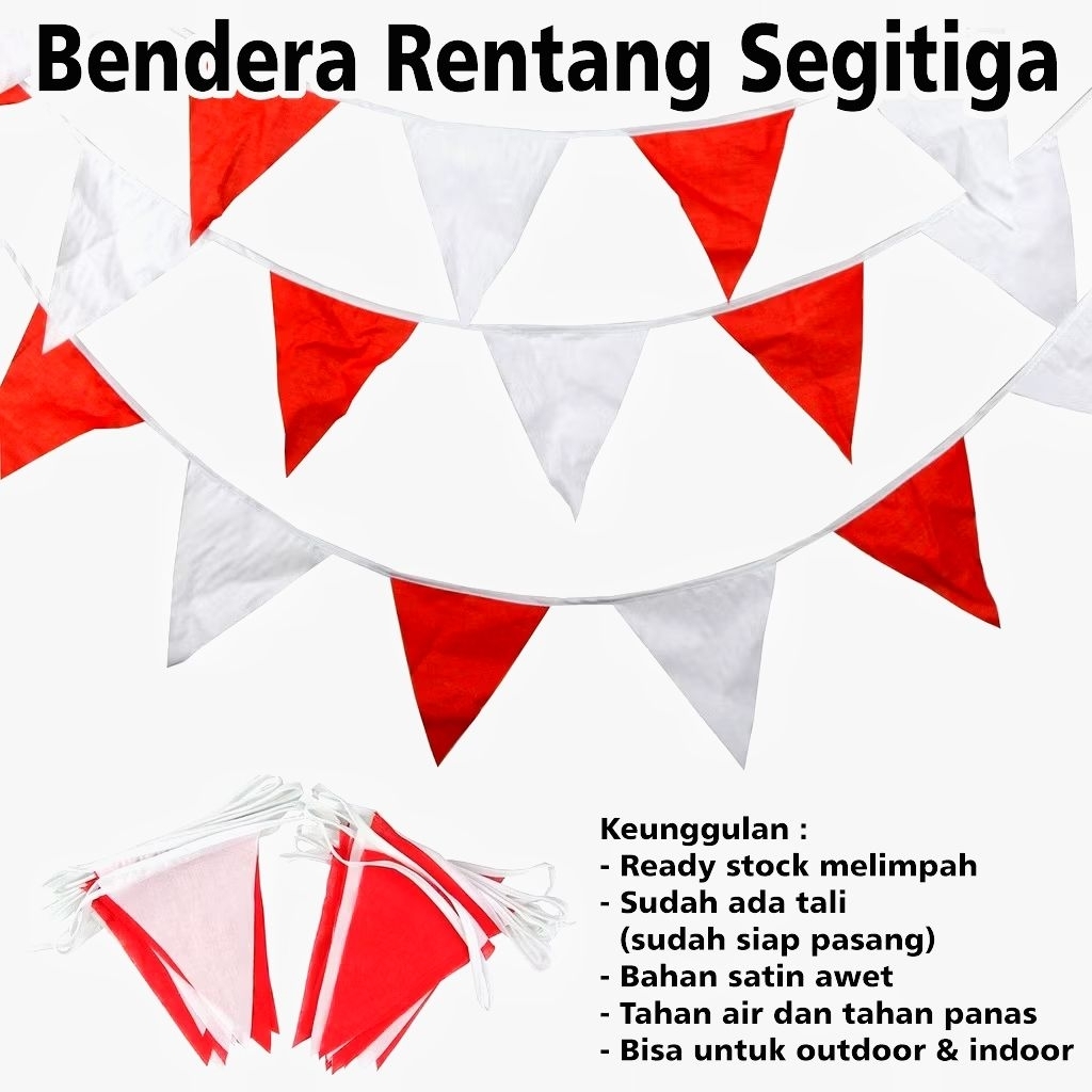 Jual Bendera Segitiga Merah Putih Bendera Umbul umbul karnaval HUT RI Kain SIAP PAKAI | Shopee ...