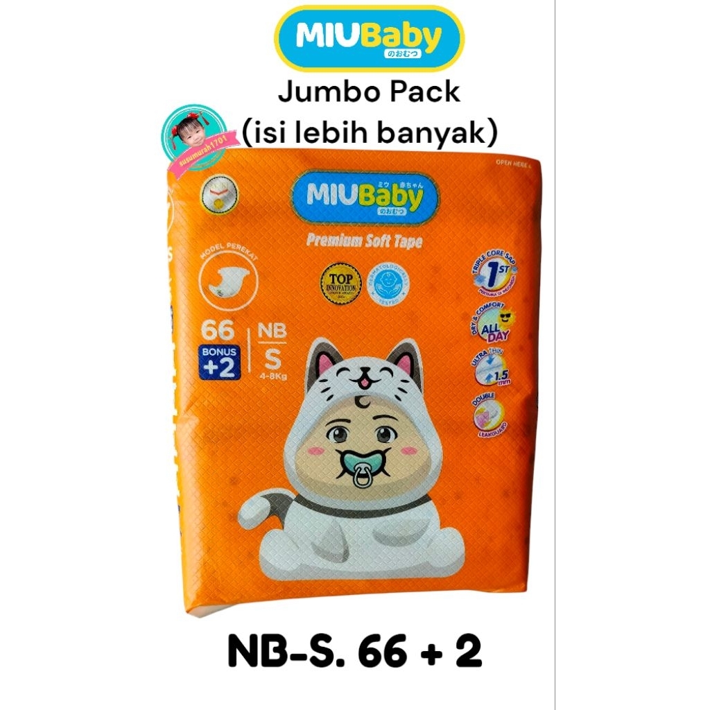 Jual POPOK MIU BABY PANTS (jumbo pack)NBS.66+2/M.60+2/L.54+2/XL.44+2 ...