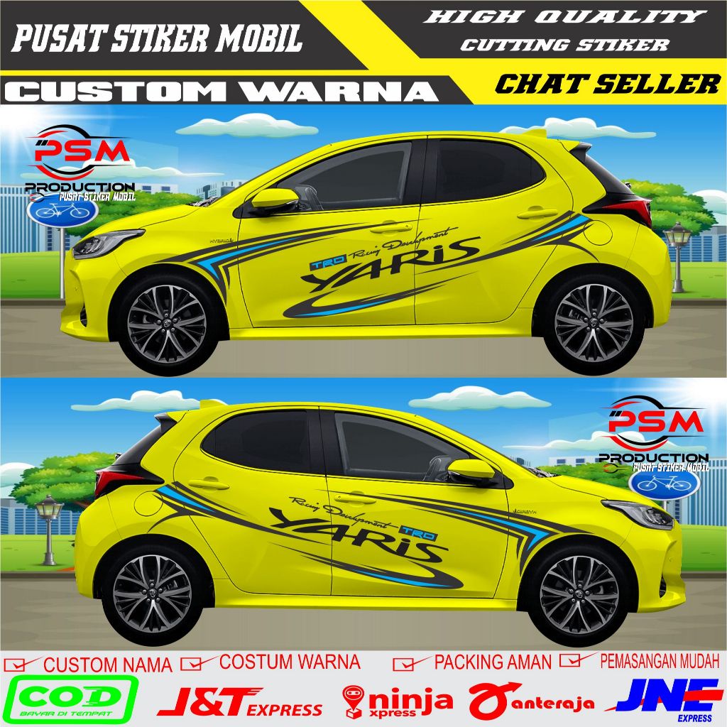 Jual 2pcs kanan kiri sticker mobil lis variasi samping yaris sticker ...