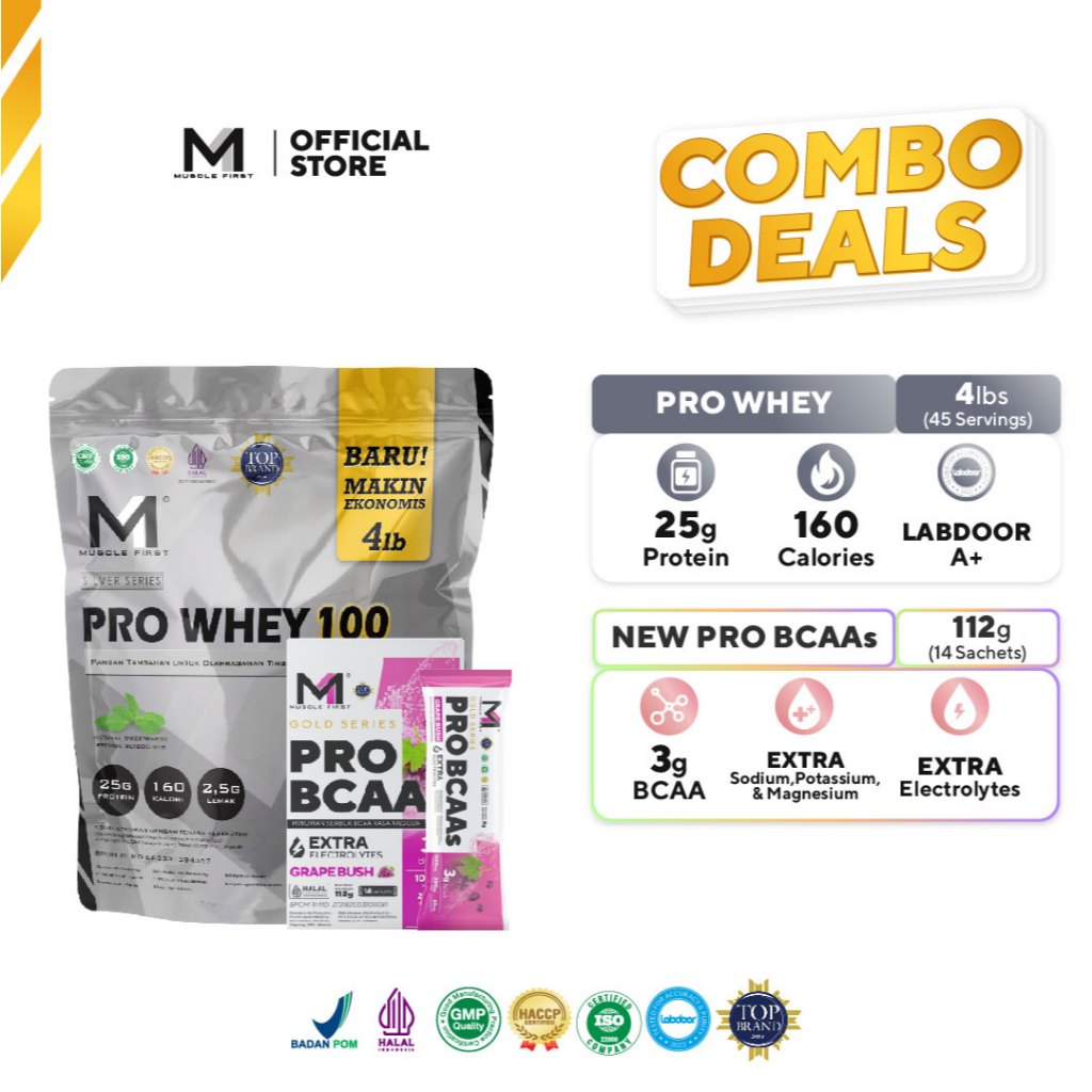 Jual [BUNDLE] MUSCLE FIRST Pro Whey 100 4lbs + Pro BCAA 14 Sachets ...