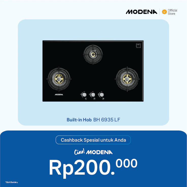 Jual MODENA BH 6935 LF kompor tanam 3 tungku full kuningan | Shopee ...