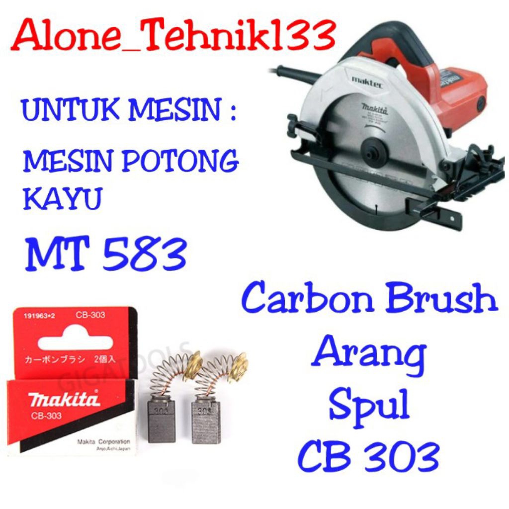 Jual CARBON BRUSH MESIN POTONG KAYU 7INCH MT 583 MT 580 MAKTEC CB 303 ...