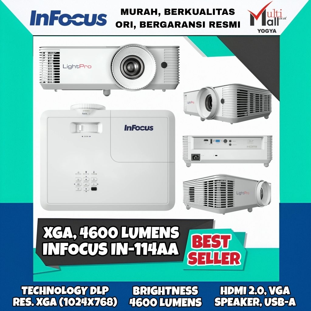 Jual Infocus Projector 114AA XGA 4600 Lumens DLP Proyektor IN-114AA XGA ...