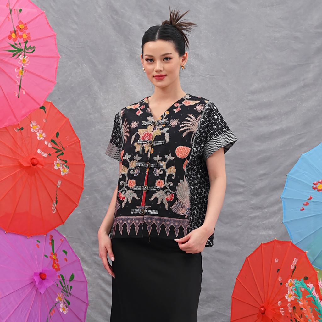 Jual NONA RARA - Aura Encim Betawi T4218, Baju kerja batik blouse ...