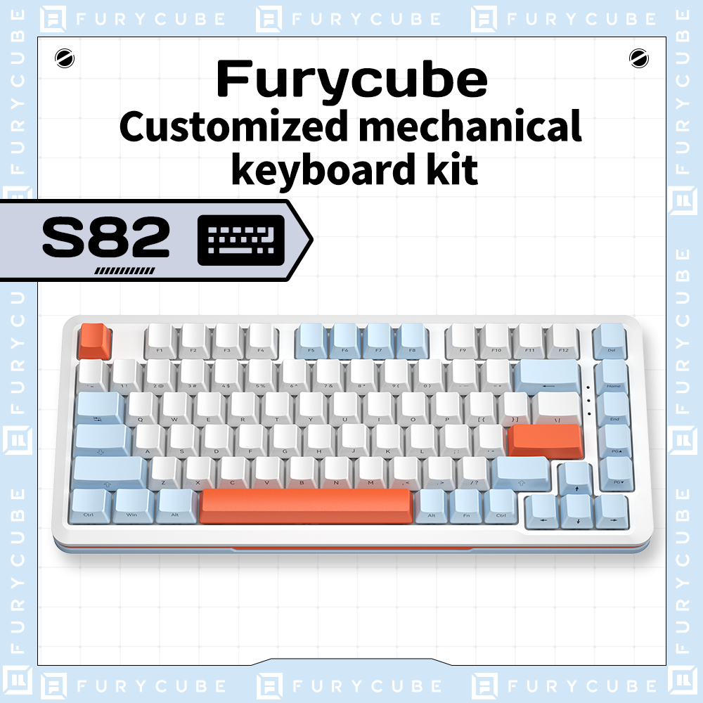 Jual FURYCUBE S82 Gaming Keyboard 75% Layout Hot Swappable White Light South Facing Wired ...