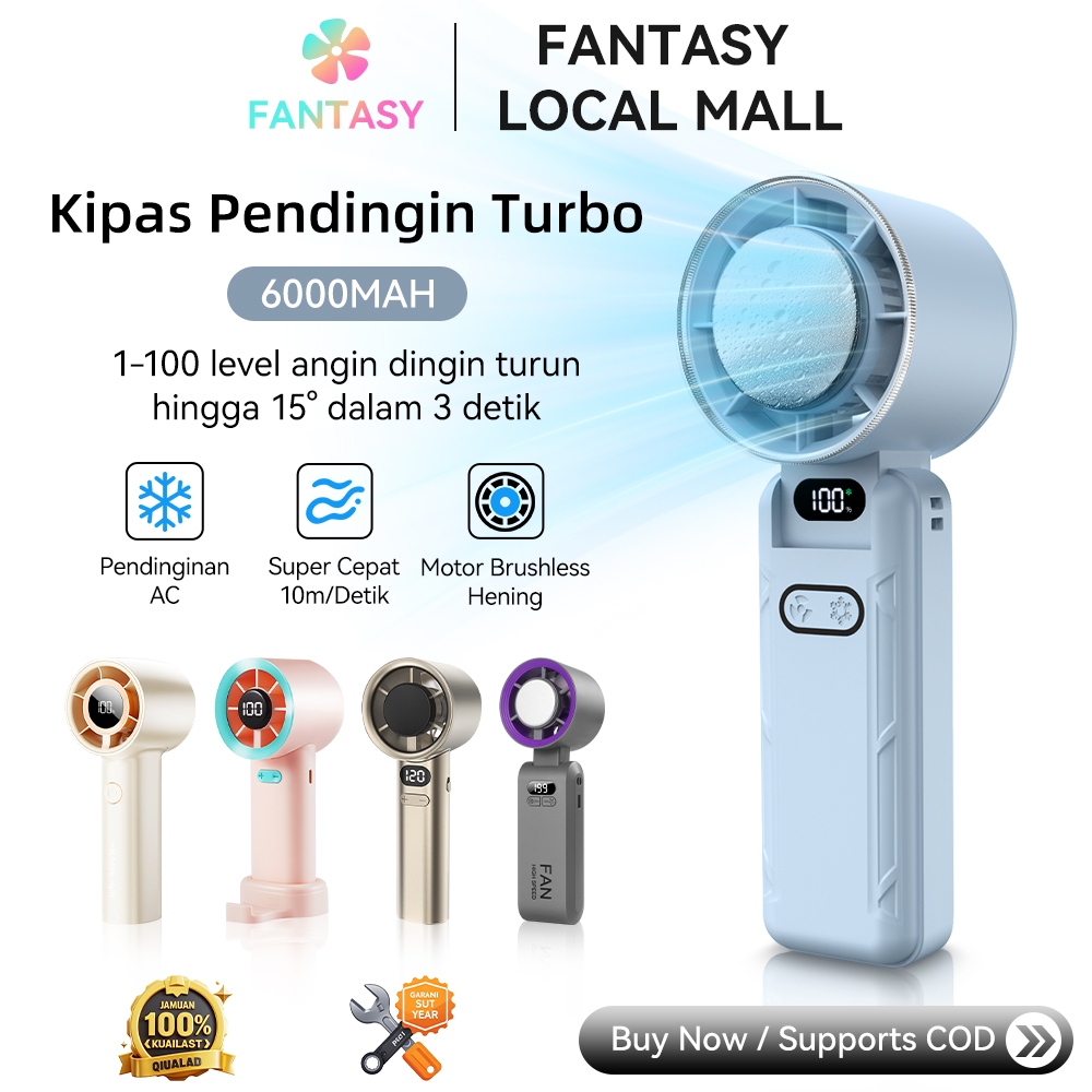 Jual Kipas Angin Turbo Portable Mini 6000mAh - Kipas Kecil Lipat Tahan ...