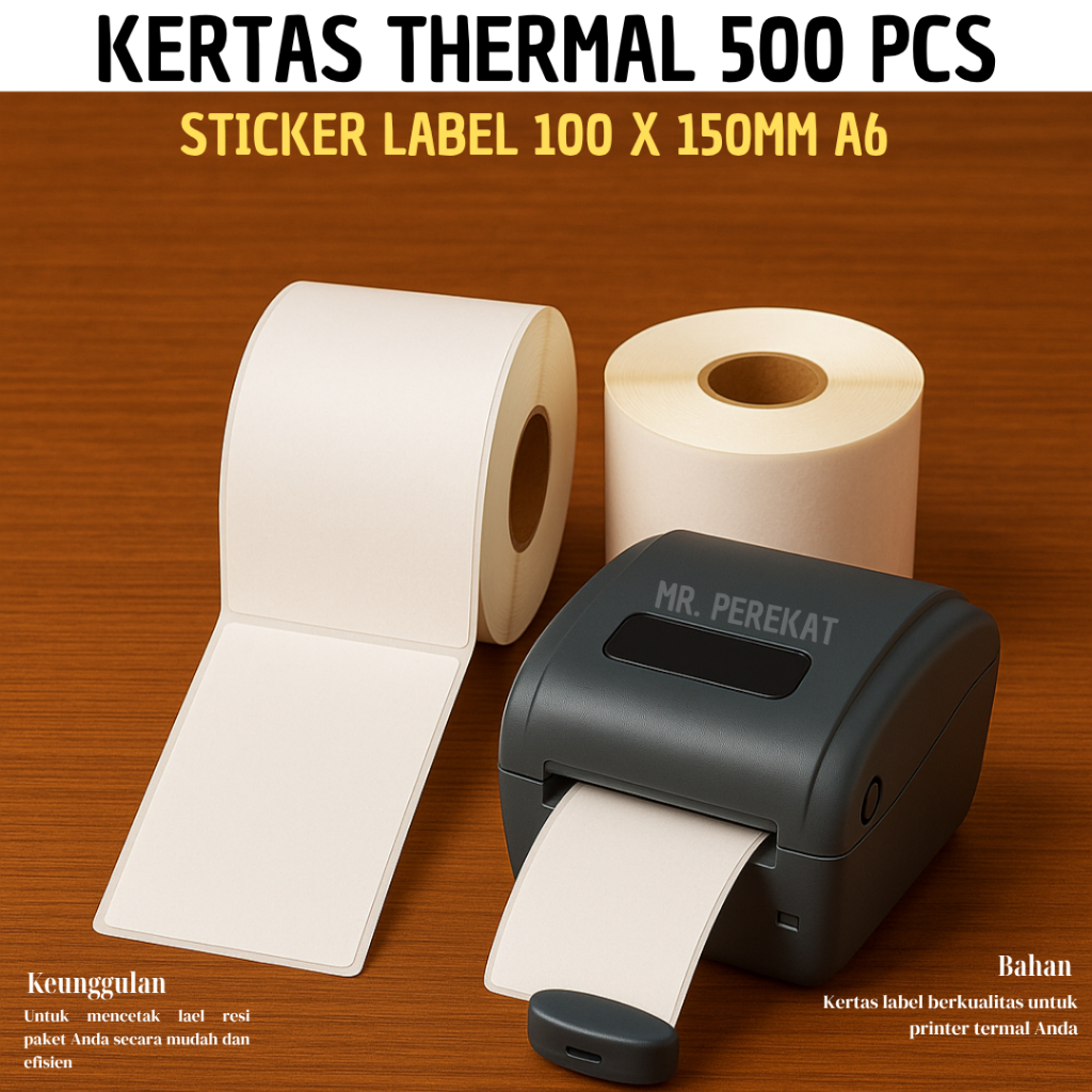 Jual Kertas Thermal Sticker 100mm x 150mm A6 500 PCS Sudah ada Perekat ...