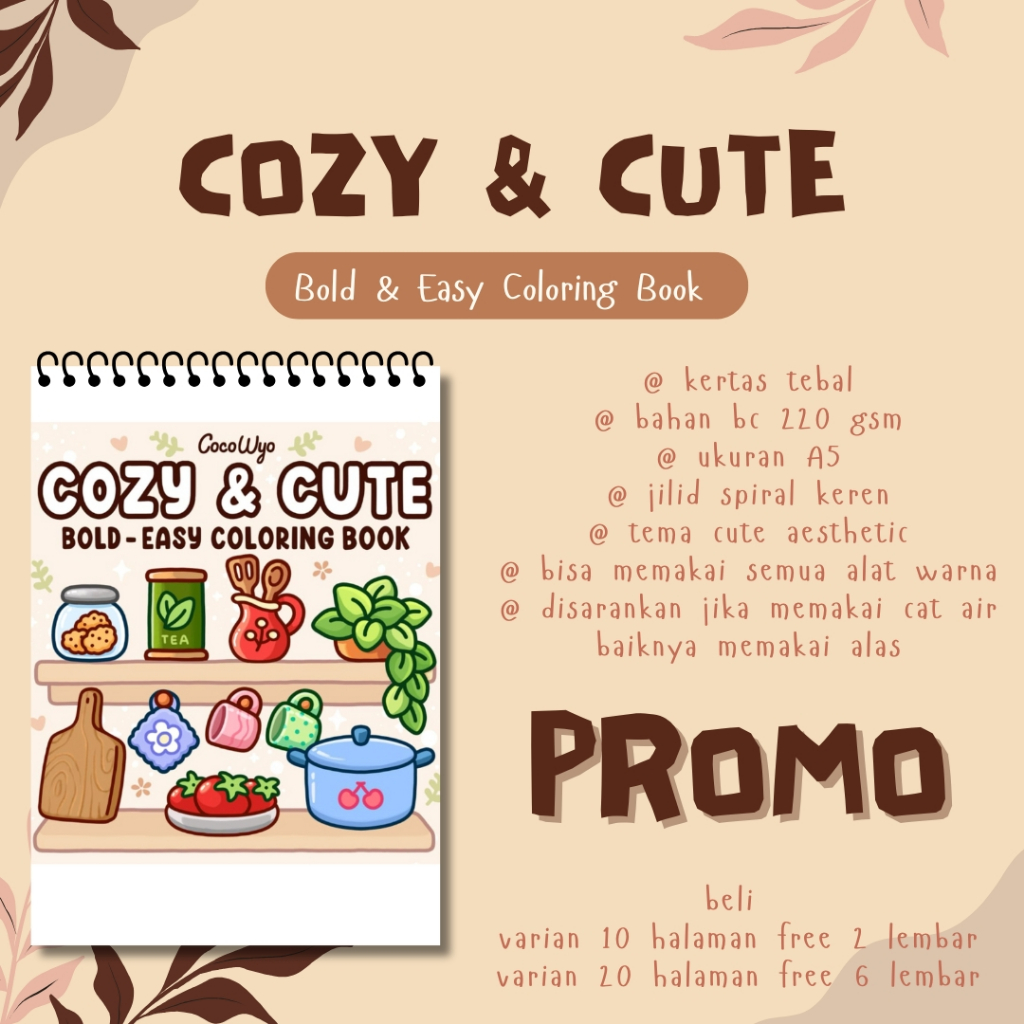 Jual Cozy And Cute Bold & Easy Coloring Book Buku Mewarnai Anak Remaja ...