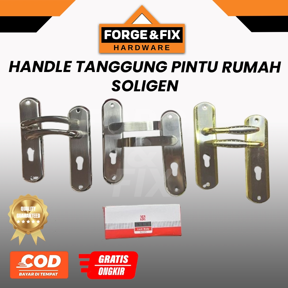 Jual SOLIGEN Handle Gagang Kunci Pintu Tanggung Bulat Aluminium SET CP ...