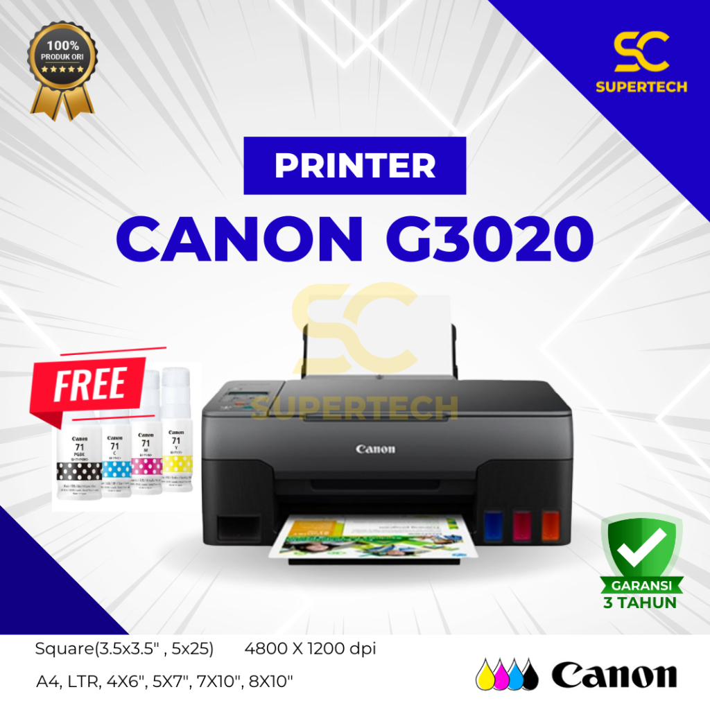 Jual Printer Canon PIXMA G3020 (print, scan, copy) - WIFI Free Tinta ...