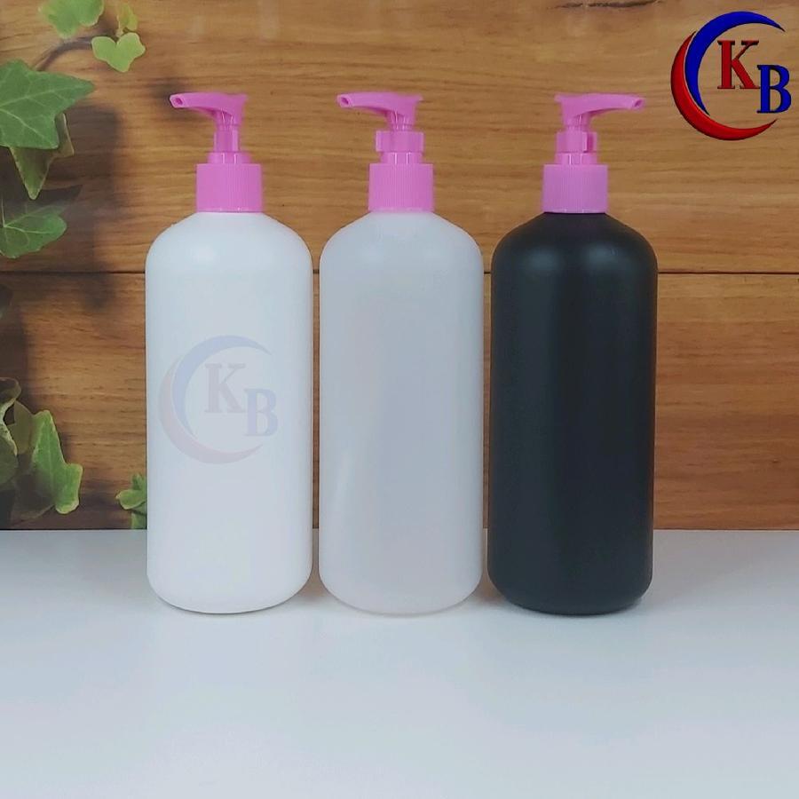 Jual BOTOL PUMP 500 ML CLIP PINK NECK 24 / BOTOL PLASTIK HDPE SLIM ...