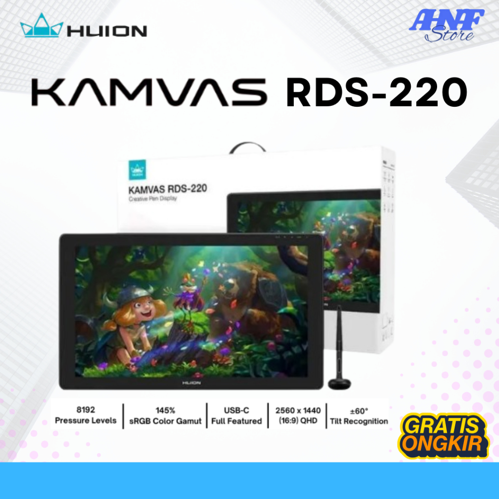 Jual Huion Kamvas RDS-220 2.5K QHD Pen Display, 21.5 Inch Graphic Drawing Tablet with 145% sRGB ...