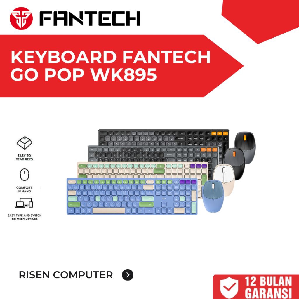 Jual Fantech WK895 GO POP Keyboard Mouse Wireless Combo Set 2in1 Portable Silent Click | Shopee ...