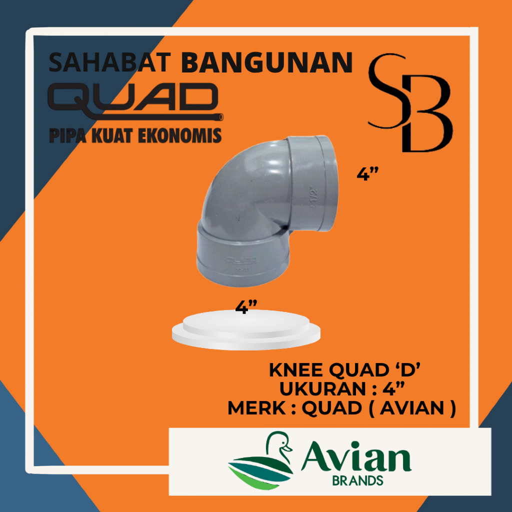 Jual QUAD knee 4 inch D QUAD knee 4 inch D sambungan elbow 4" QUAD ...