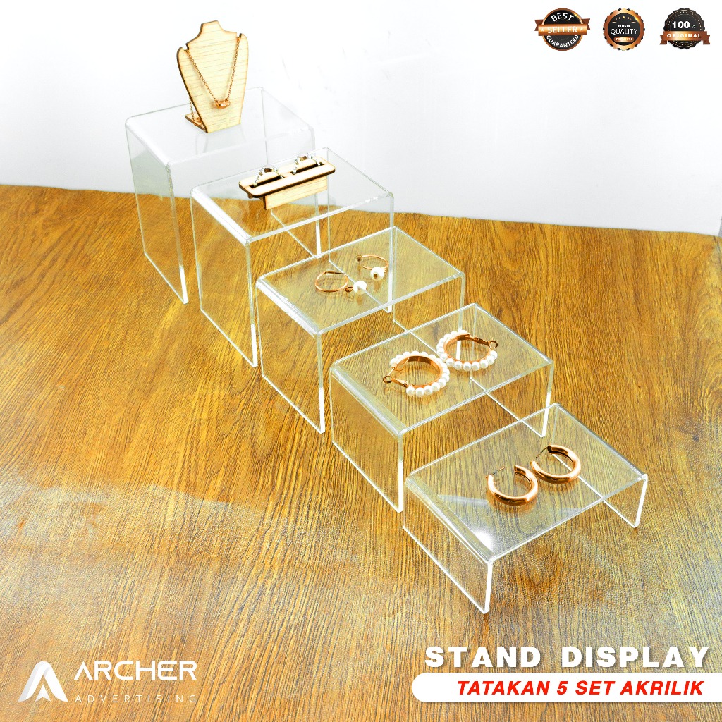 Jual STAND DISPLAY DUDUKAN TATAKAN 5 SET AKRILIK | Shopee Indonesia