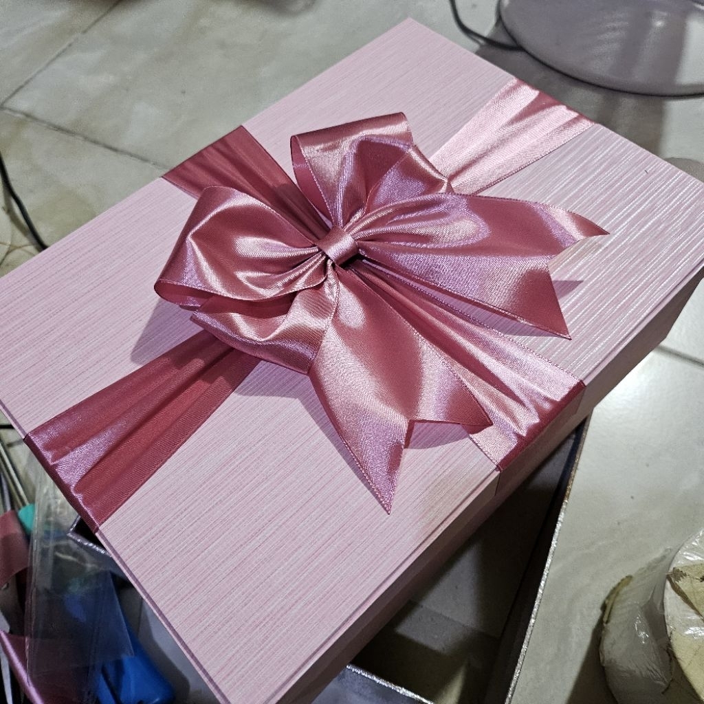 Jual Hardbox Kotak Kado Hadiah Exclussive Soft Pink Pita Dusty Pink ...
