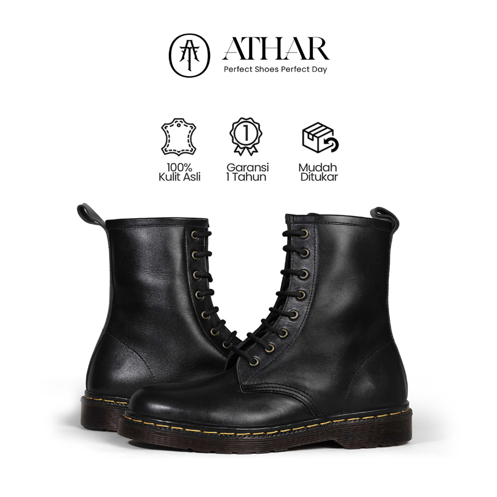 Jual Athar Hamorii - Sepatu Boots Pria Docmart Hitam Kulit Asli ...