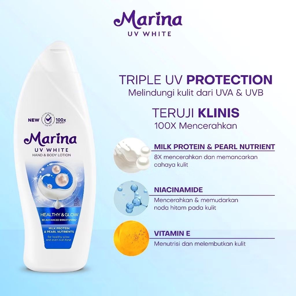 Jual Marina UV White Hand & Body Lotion Healthy and Glow 460ml | Shopee ...