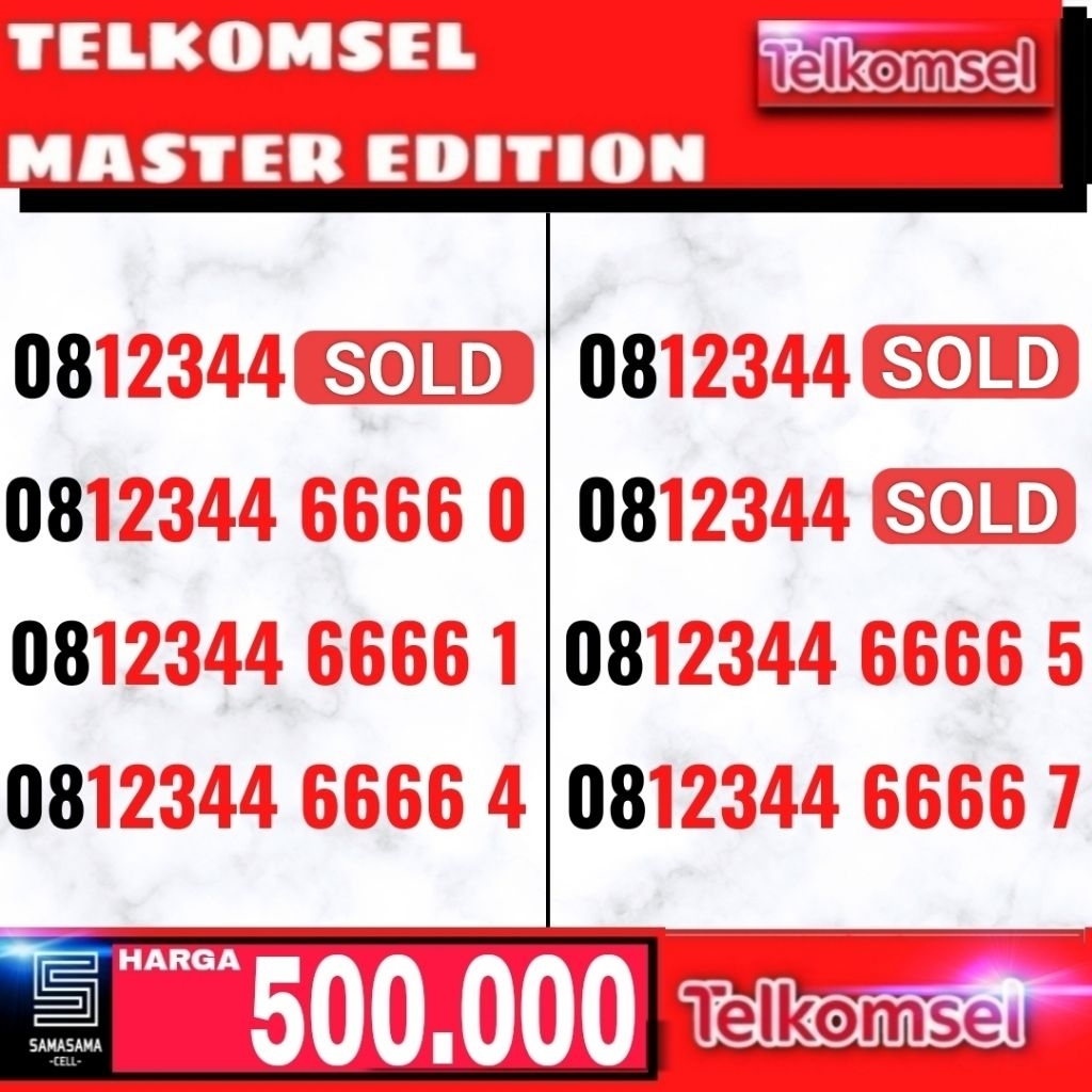 Jual KARTU PERDANA NOMOR CANTIK TELKOMSEL / NOMER CANTIK / KARTU ...