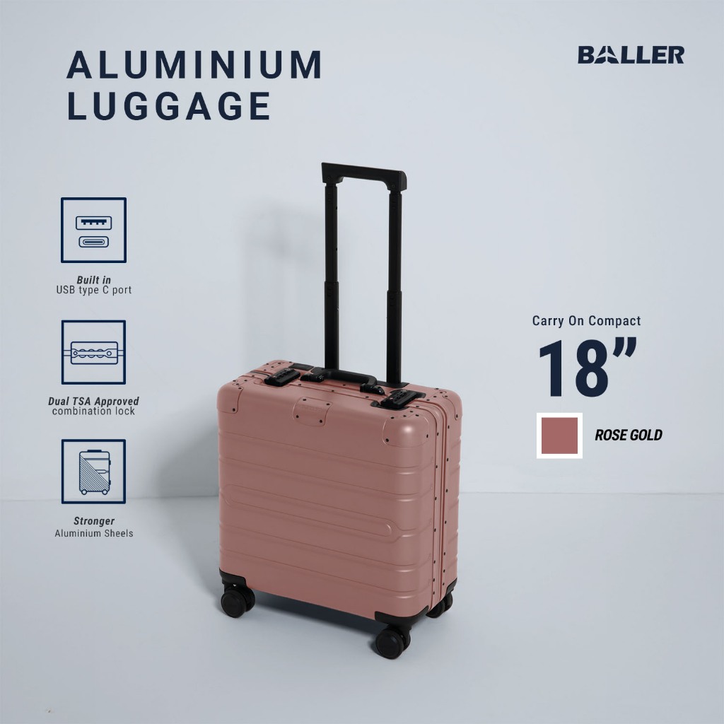 Jual BALLER Koper Aluminium Carry On 18 inch Rose Gold - Koper Kabin ...