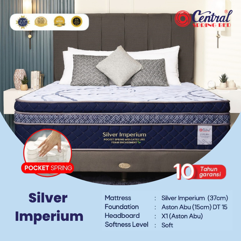 Jual Central Springbed Silver Imperium | 90/100/120/160/180/200 | Kasur Only dan Full Set | SP ...