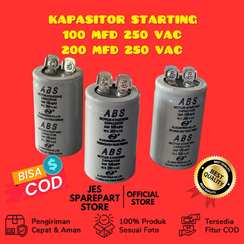 Jual KAPASITOR STARTING 100 MFD 250 VAC 200MFD 250VAC | Shopee Indonesia