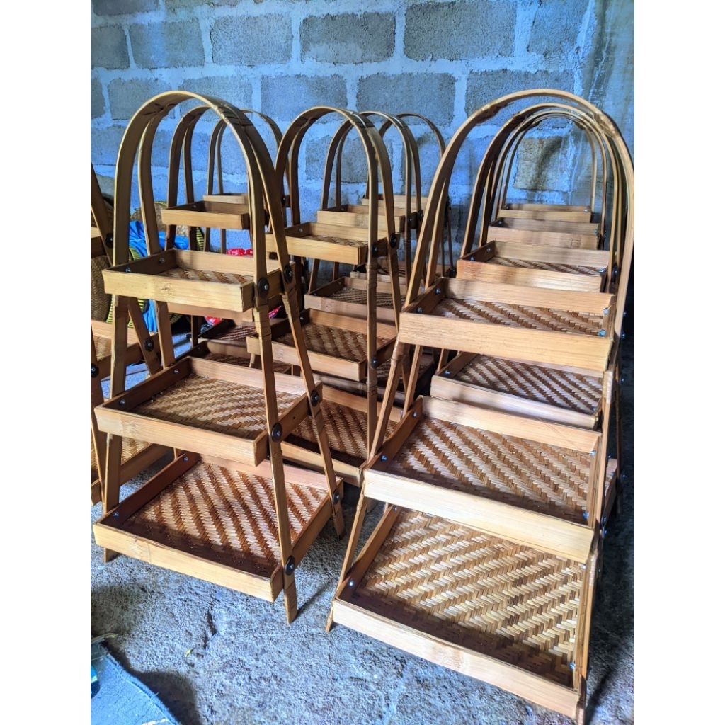 Jual rak susun bambu/rak susun bumbu kerajinan bambu | Shopee Indonesia