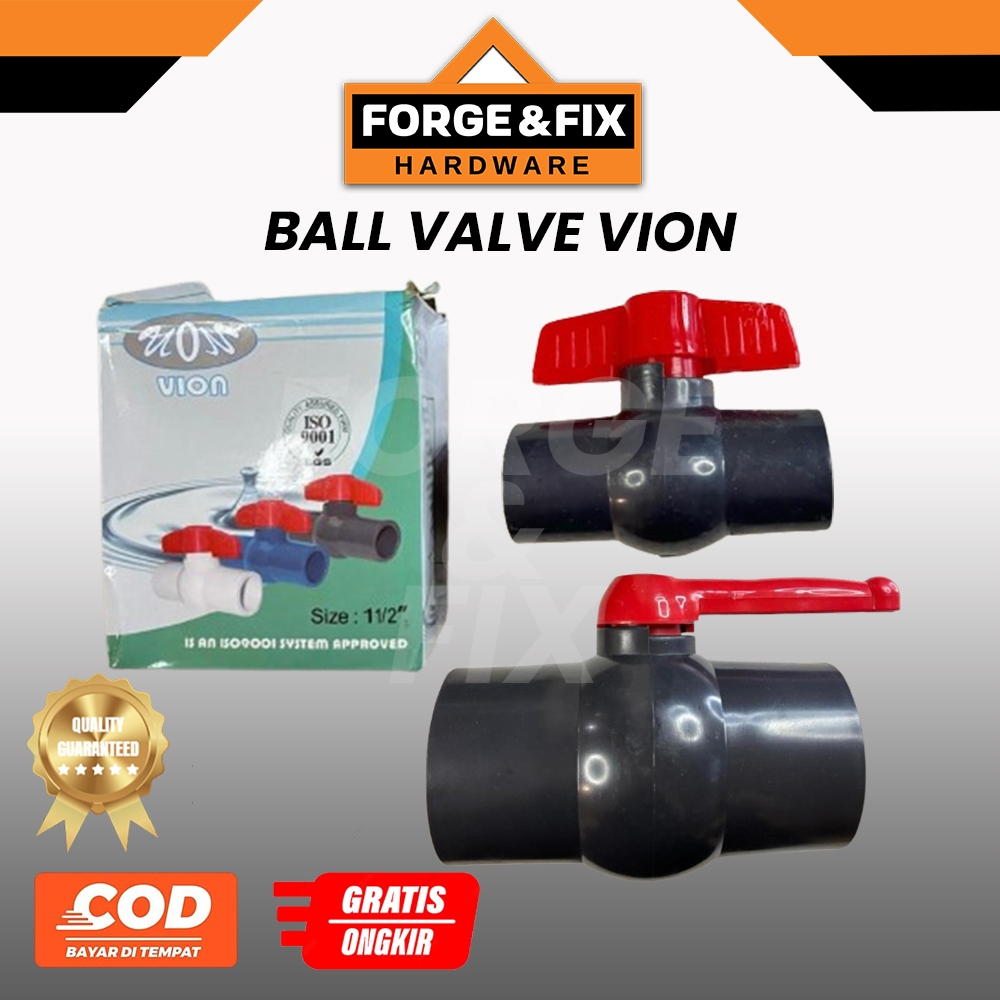 Jual VION Stop Keran Kran Ball Valve PVC Plastik Tebal Drat 1/2 3/4 ...
