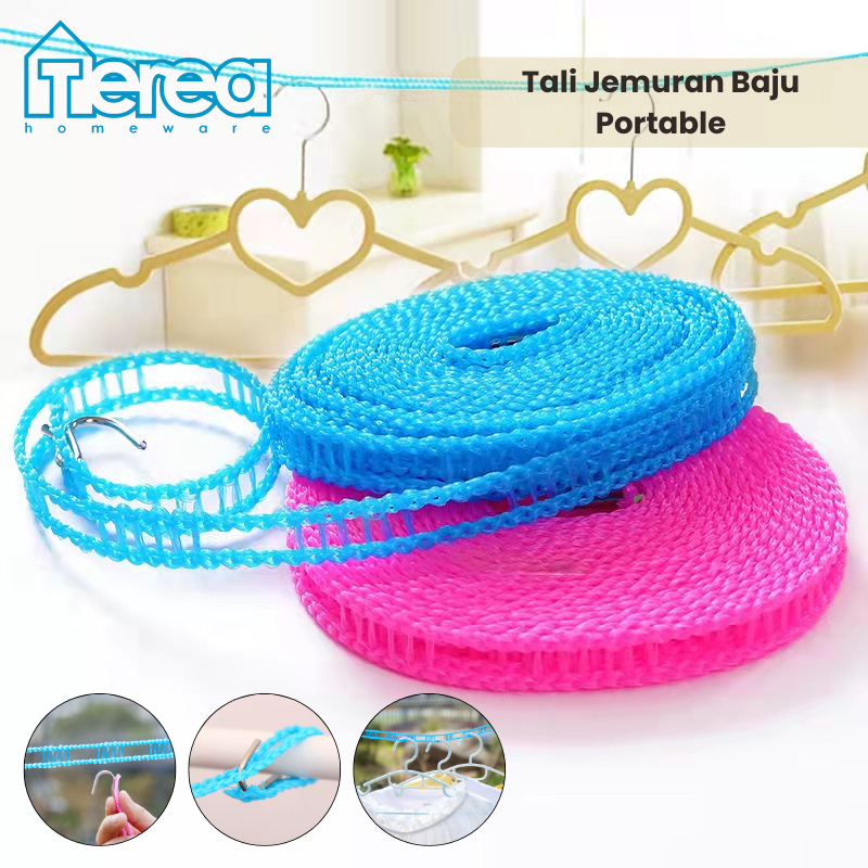 Jual TEREA Tali Gantungan Jemuran Baju Portable 5 Meter dan 3 Meter ...